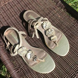 Bandolino Shoes | Slip On Beaded Turquoise Dress Sandals | Poshmark